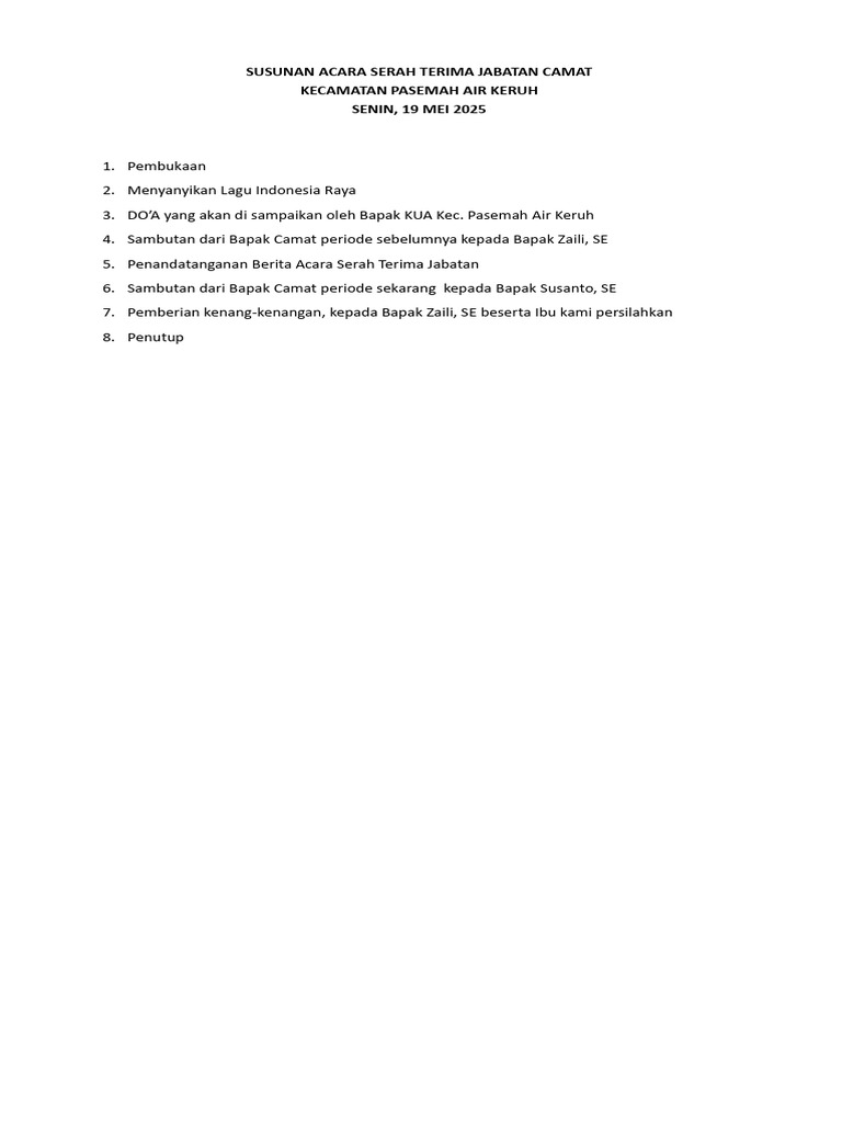 Susunan Acara Dan Ba Sertijab | PDF