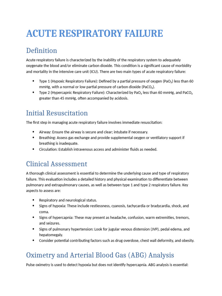 Acute Respiratory Failure Edited | PDF | Respiratory Diseases ...