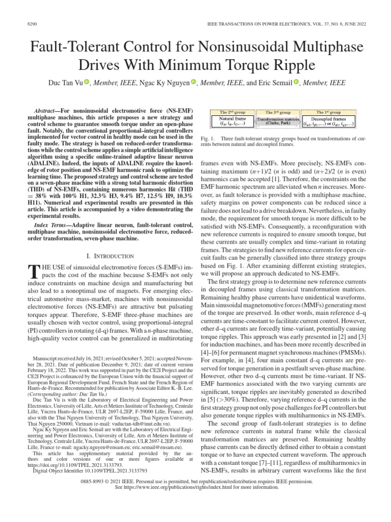 Fault-Tolerant Control For Nonsinusoidal Multiphase Drives With Minimum ...