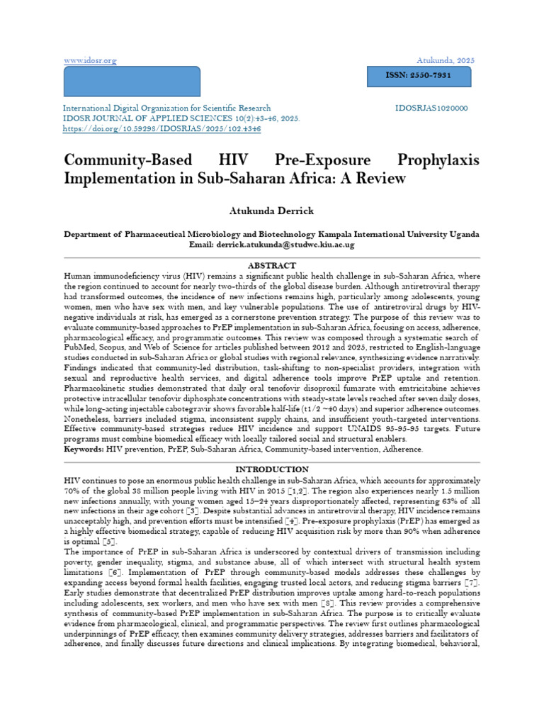 Community-Based PrEP in Sub-Saharan Africa | PDF | Health Sciences ...