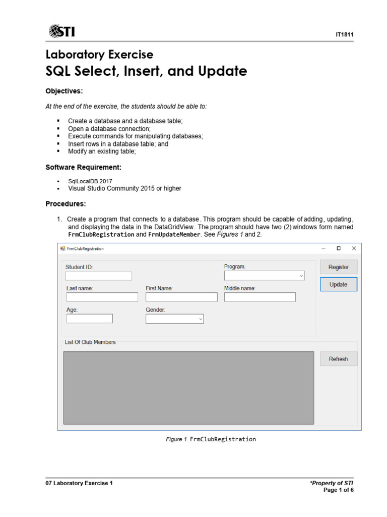 07 Laboratory Exercise 1 | PDF | Parameter (Computer Programming) | Databases
