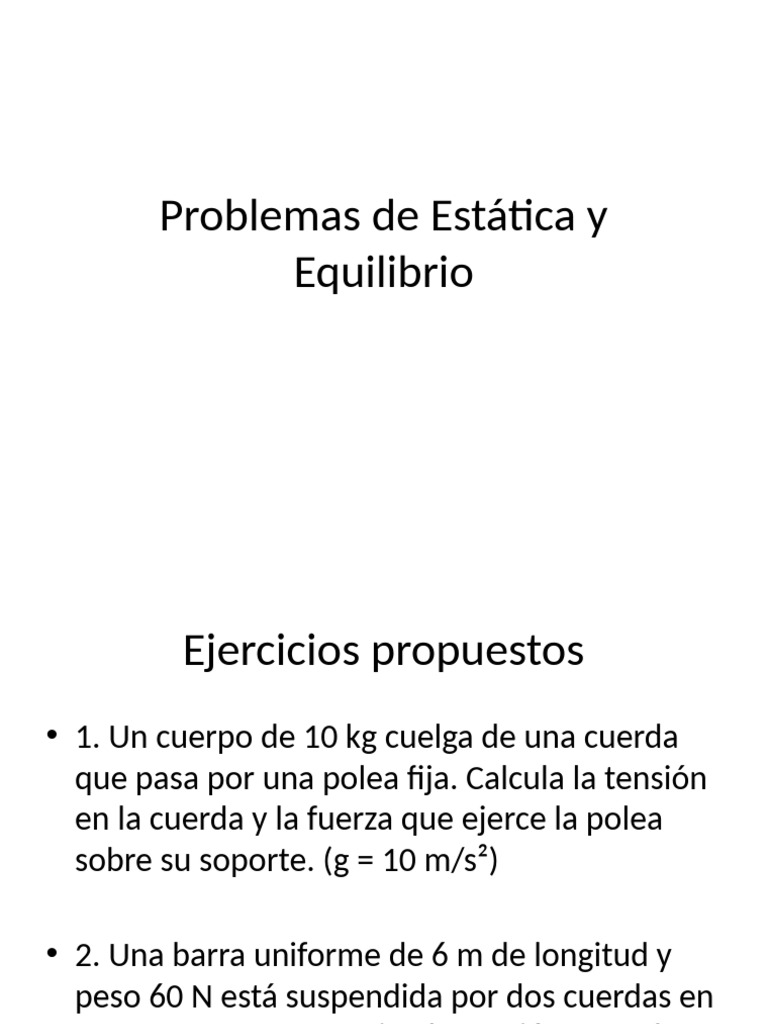 Ejercicios de Estática y Equilibrio | PDF