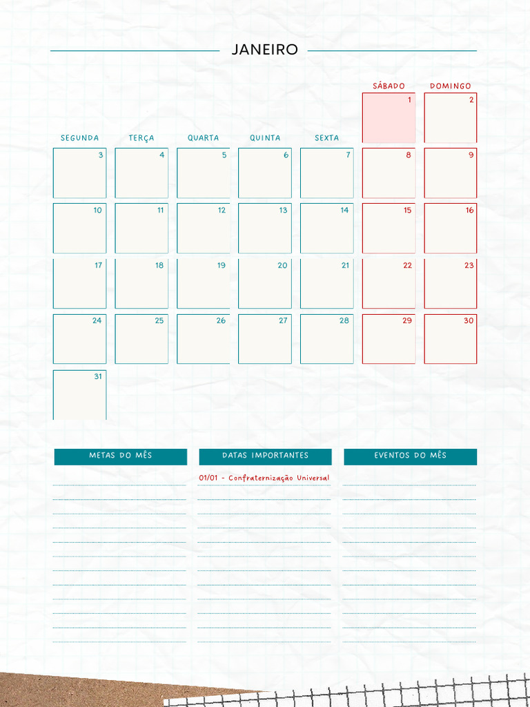 Calendário Anual de Eventos e Metas | PDF