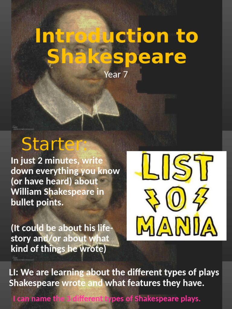 Y7 Intro To Shakespeare Week 1 | PDF | Tragedy | William Shakespeare