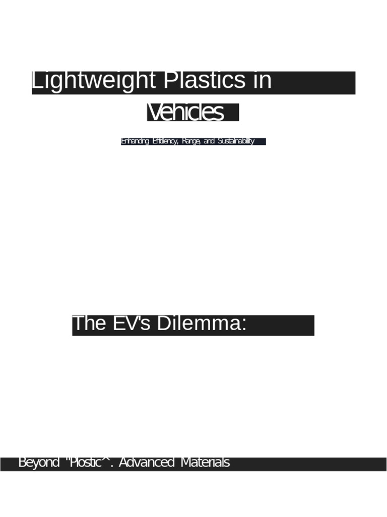 Lightweight Plastics for EV Efficiency | PDF | Chemical Substances ...