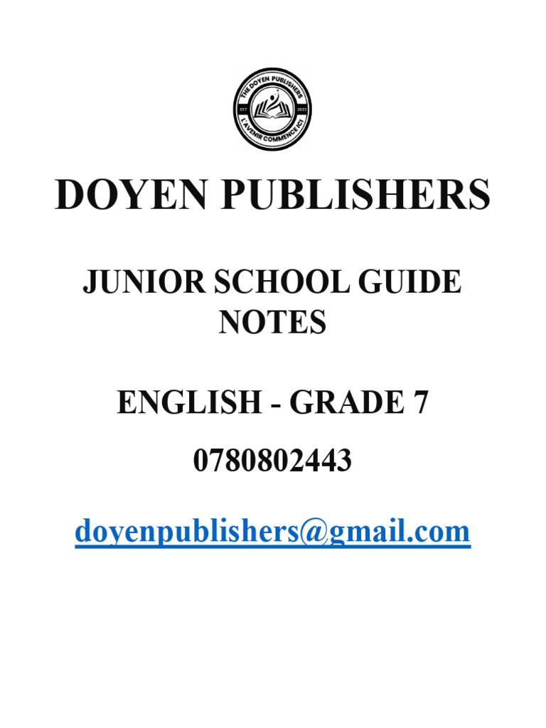 Grade 7 English Junior School Guide | PDF | Learning | Critical Thinking