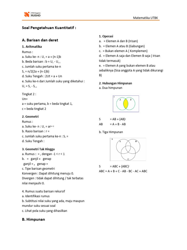 Rumus dan Soal Matematika UTBK | PDF