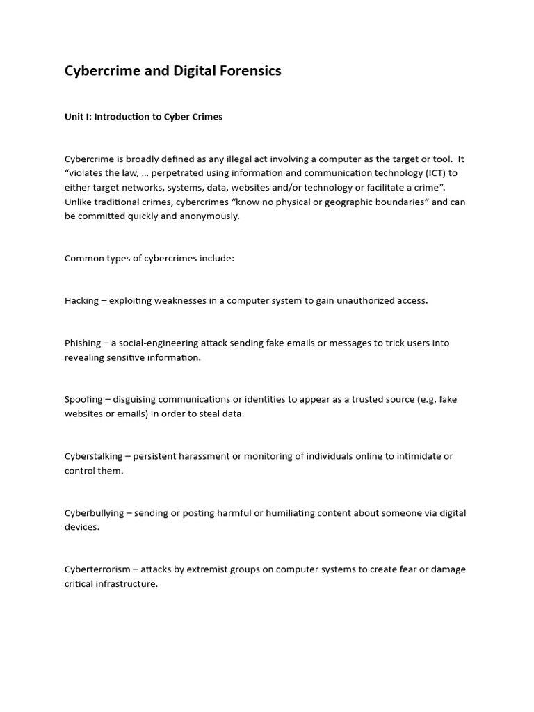 Understanding Cybercrime and Forensics | PDF | Cybercrime | Digital ...