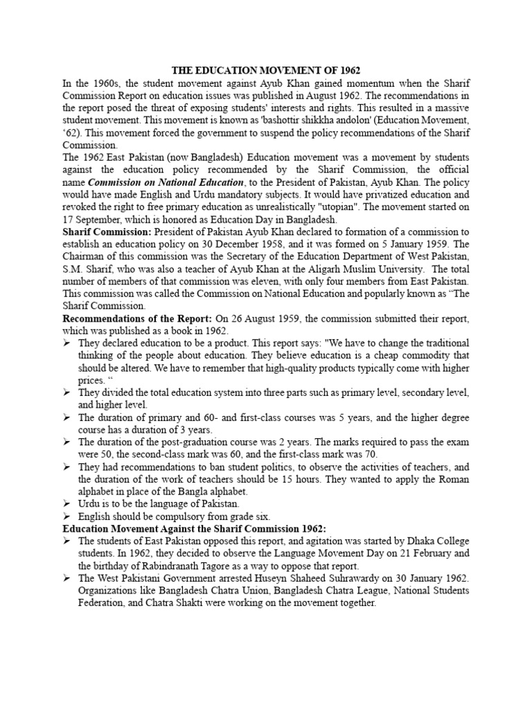 The Education Movement 1962 | PDF | Government Of Pakistan | Politics ...