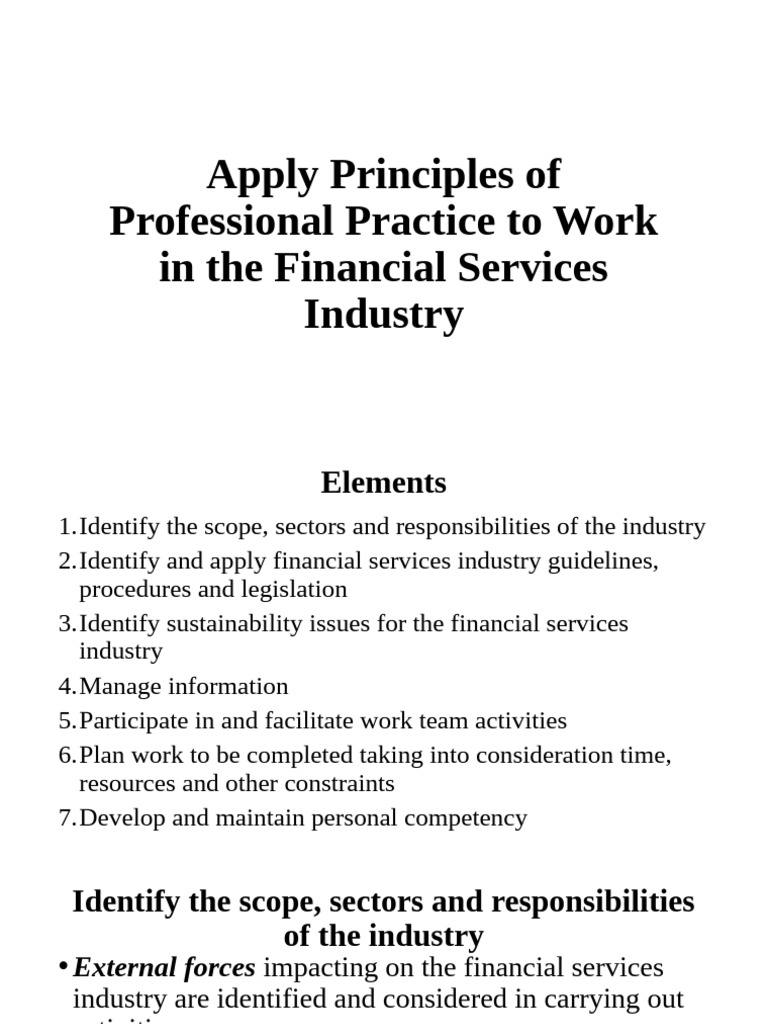 Financial Services Professional Practices | PDF | Occupational Safety ...