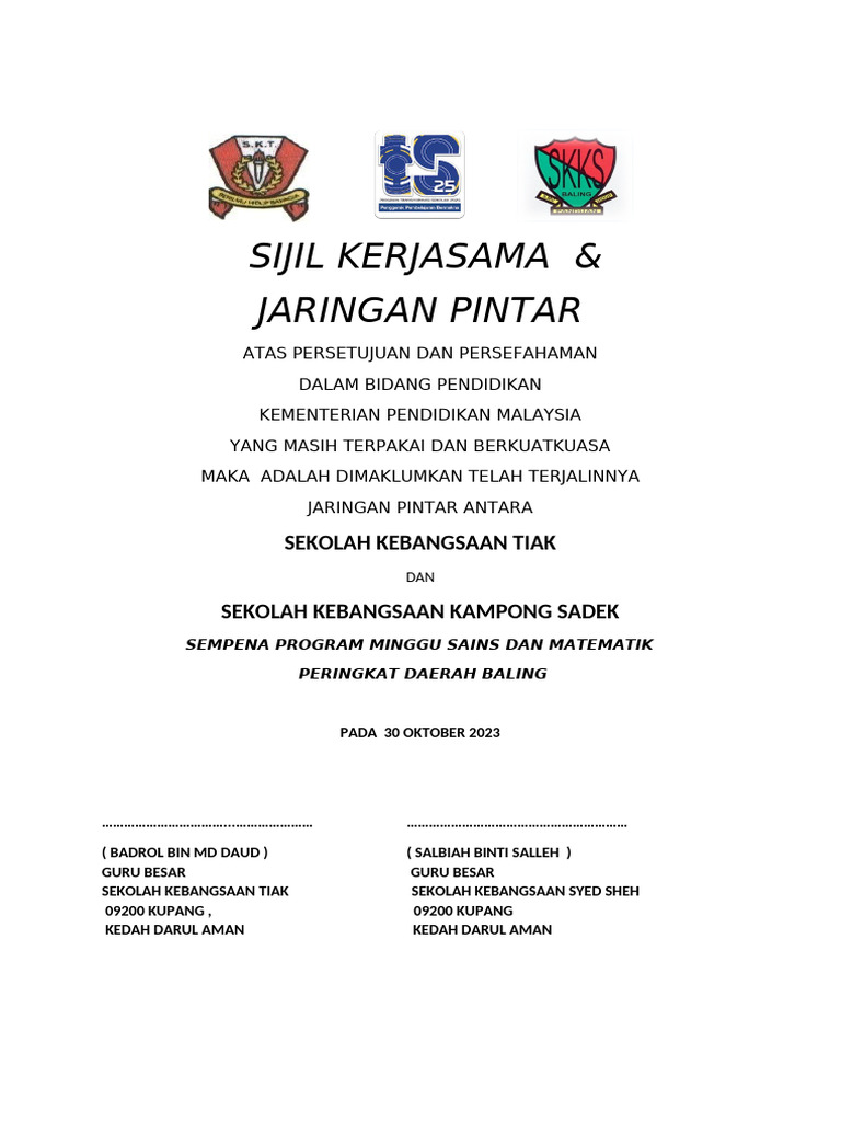 Sijil Penanda & Jaringan Minggu Sains Dan Metematik | PDF