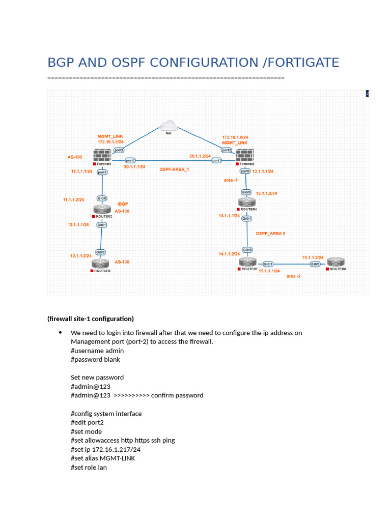 Fortigate BGP and Ospf Configuration | PDF | Firewall (Computing ...