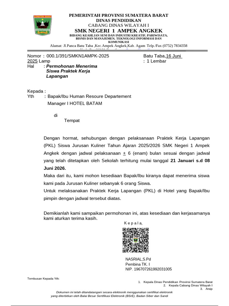 Split Surat Permohonan PKL | PDF