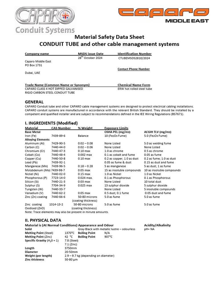 Material Data Sheet - Caparo | PDF | Chromium | Pipe (Fluid Conveyance)