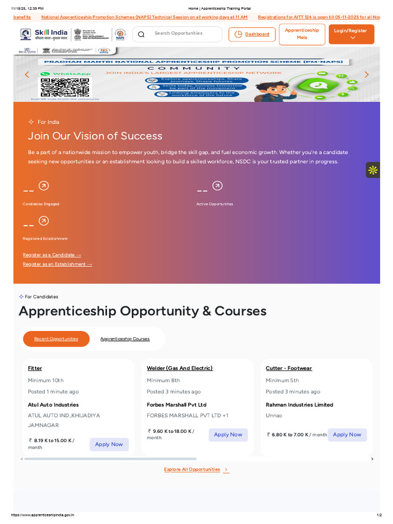 Apprenticeship Opportunities in India | PDF