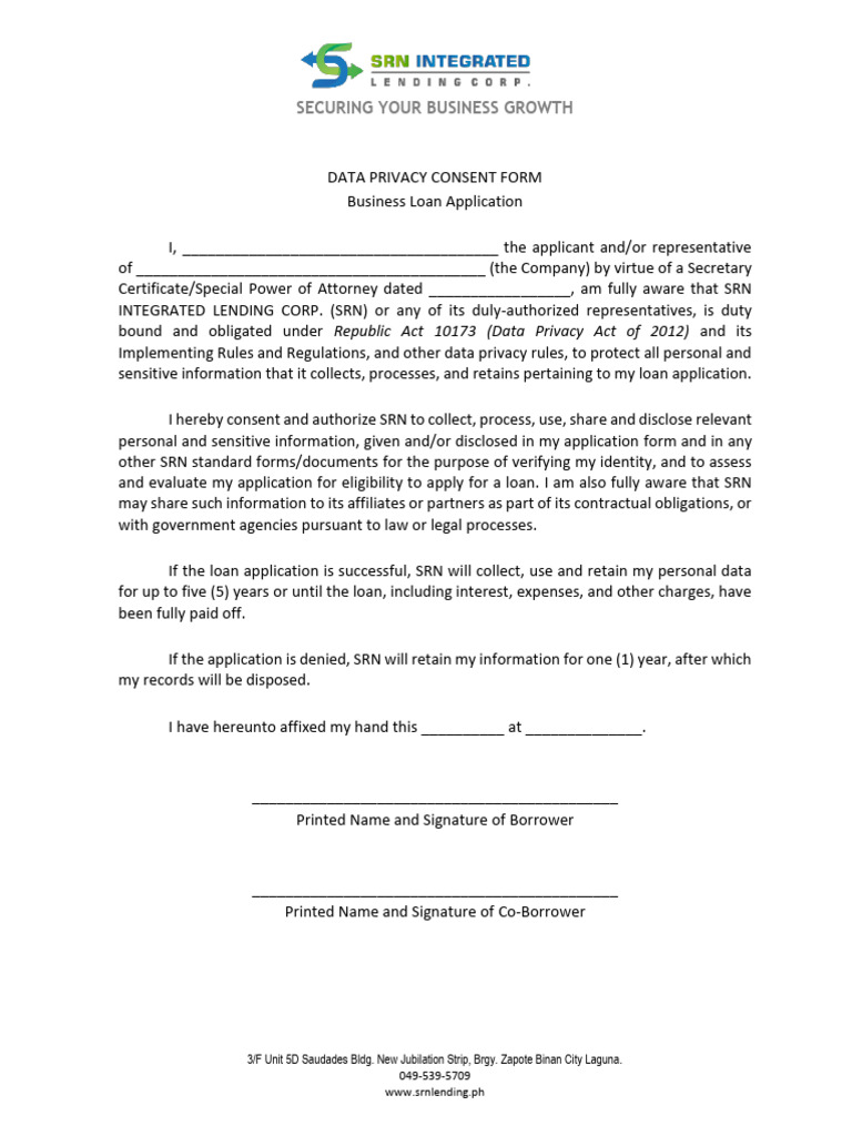 SRN Data Privacy Consent Form 4 | PDF