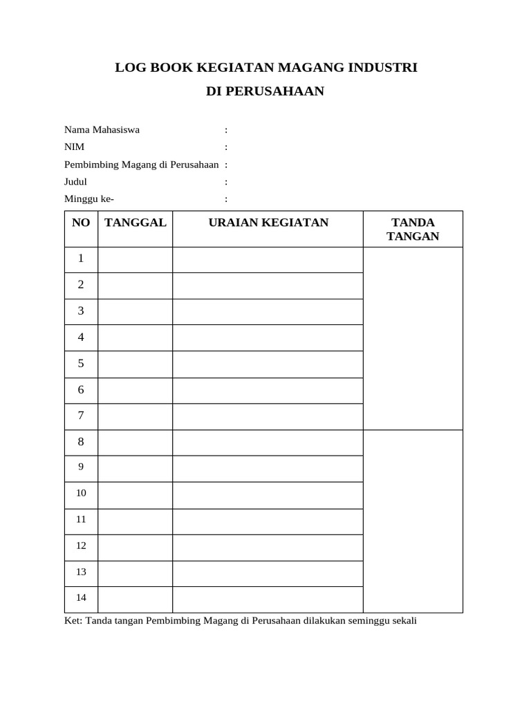 Log Book Magang Industri Mahasiswa | PDF