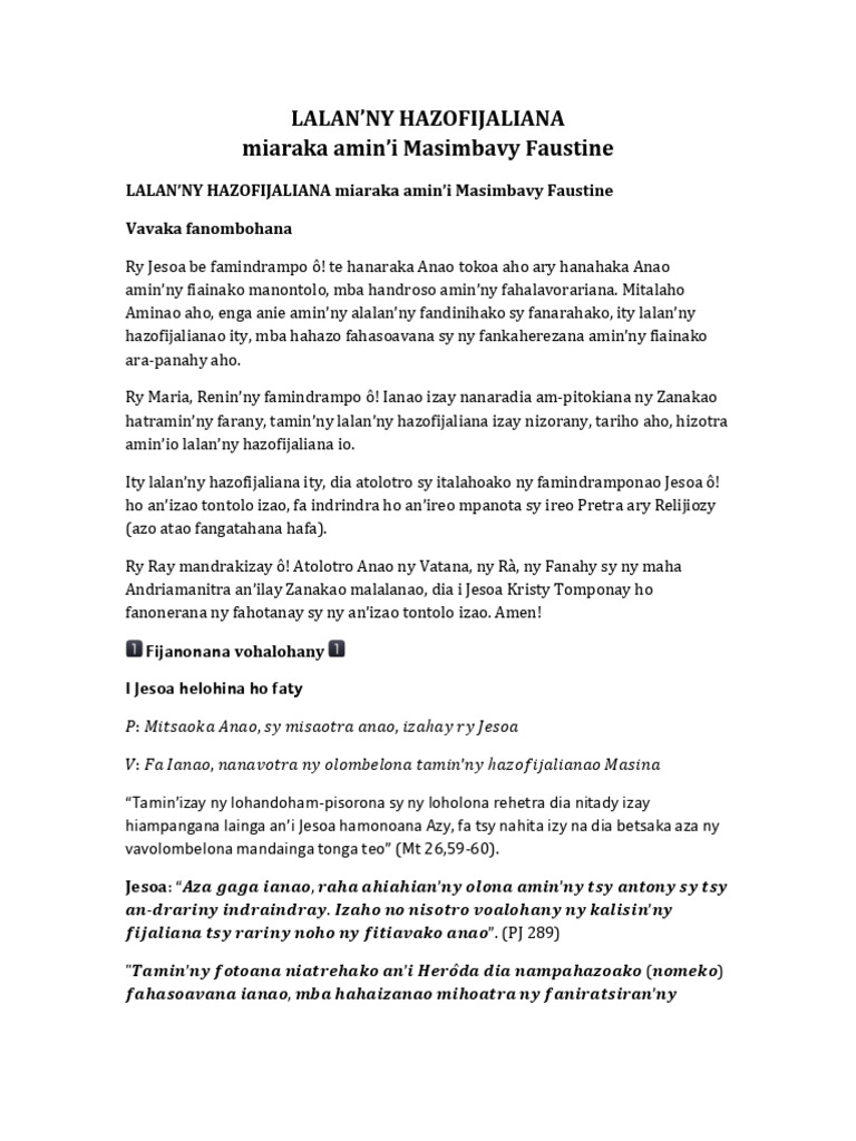 Fijanonana sy Vavaka amin'ny Hazofijaliana | PDF