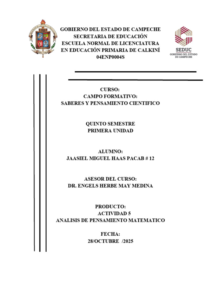 12 Haas - Jaasiel Analisispm.5su1 | PDF | Educación primaria | Matemáticas