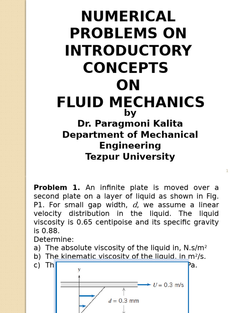 Fluid Mechanics Numerical Problems | PDF | Viscosity | Stress (Mechanics)