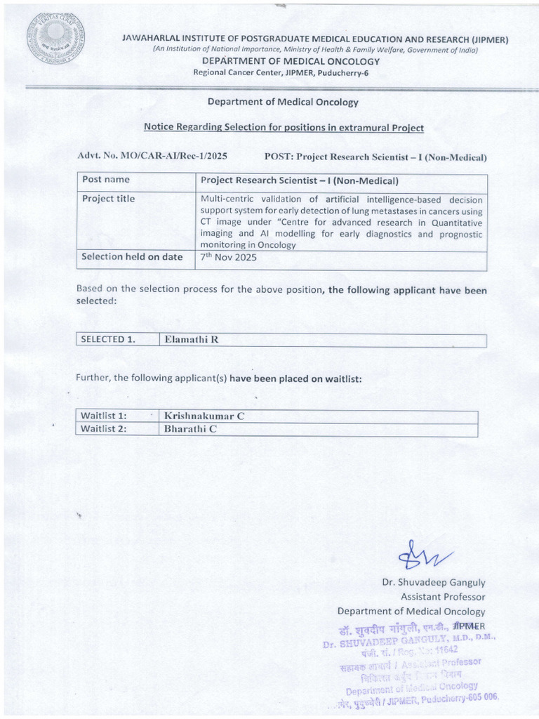 Result Project Research Scientist - I (Non Medical) | PDF