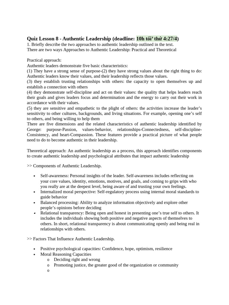 Quiz Lesson 8 | PDF | Leadership | Psychological Resilience