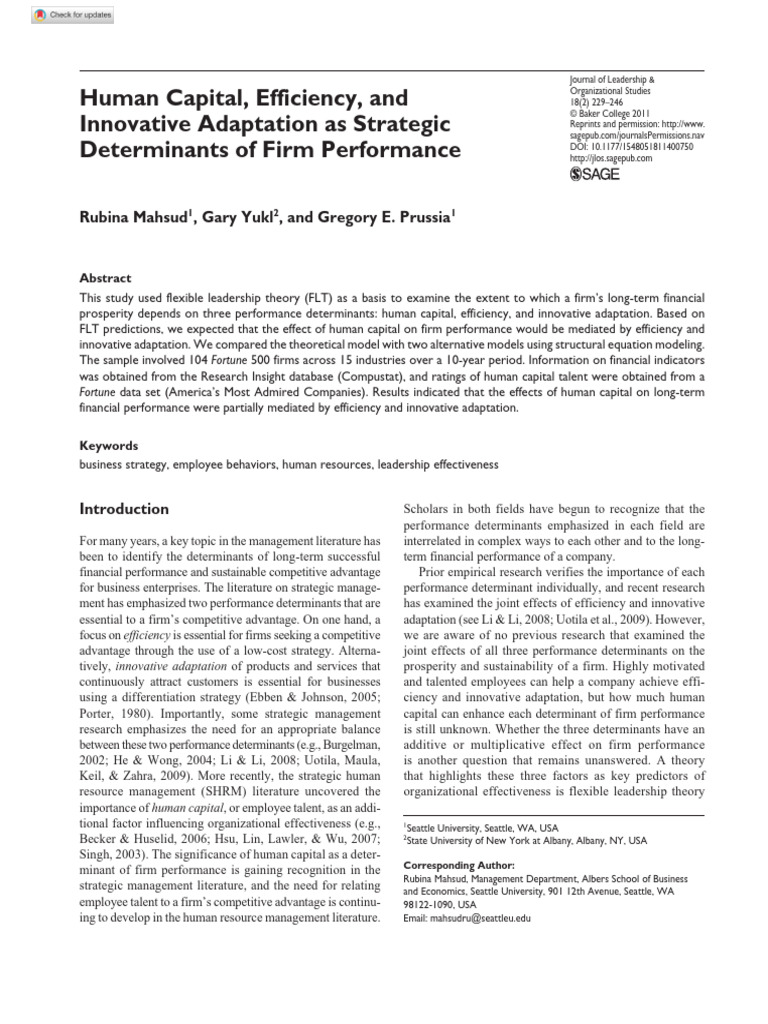 Human Capital and Firm Performance Insights | PDF | Human Capital ...