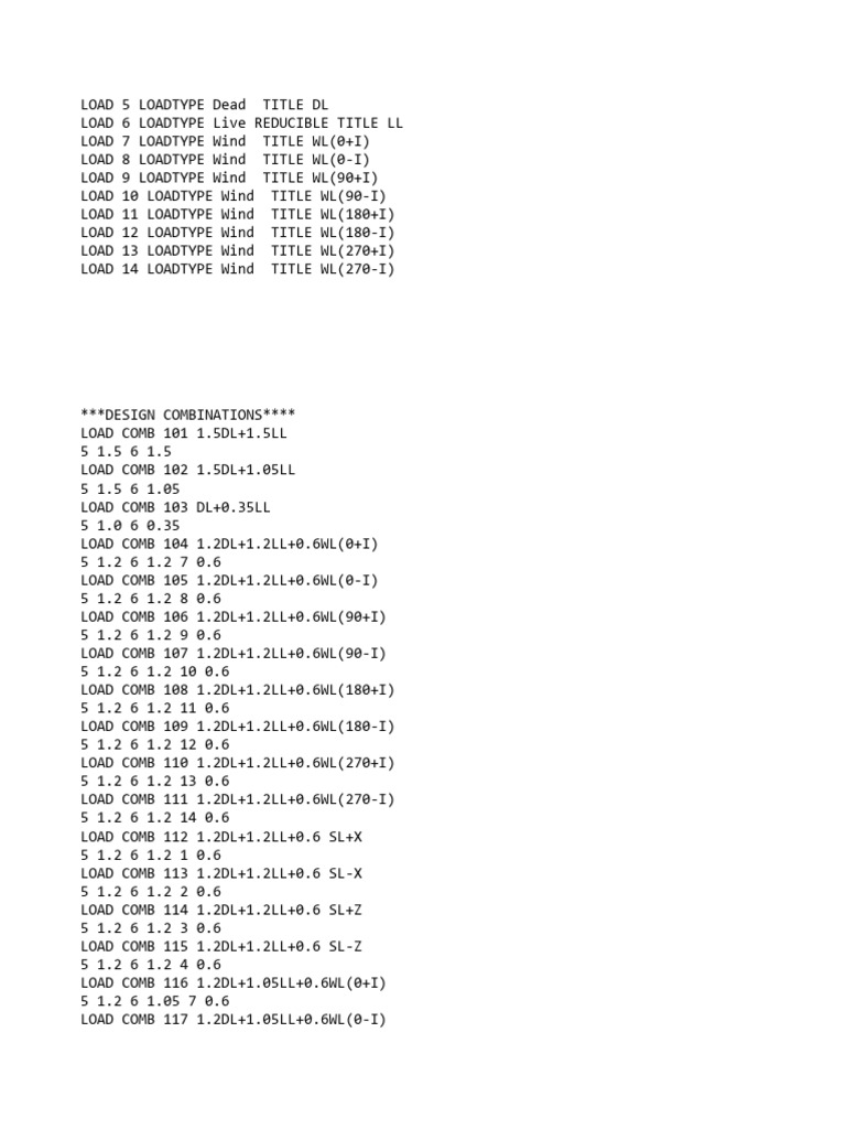 Load Combinations for Structural Analysis | PDF