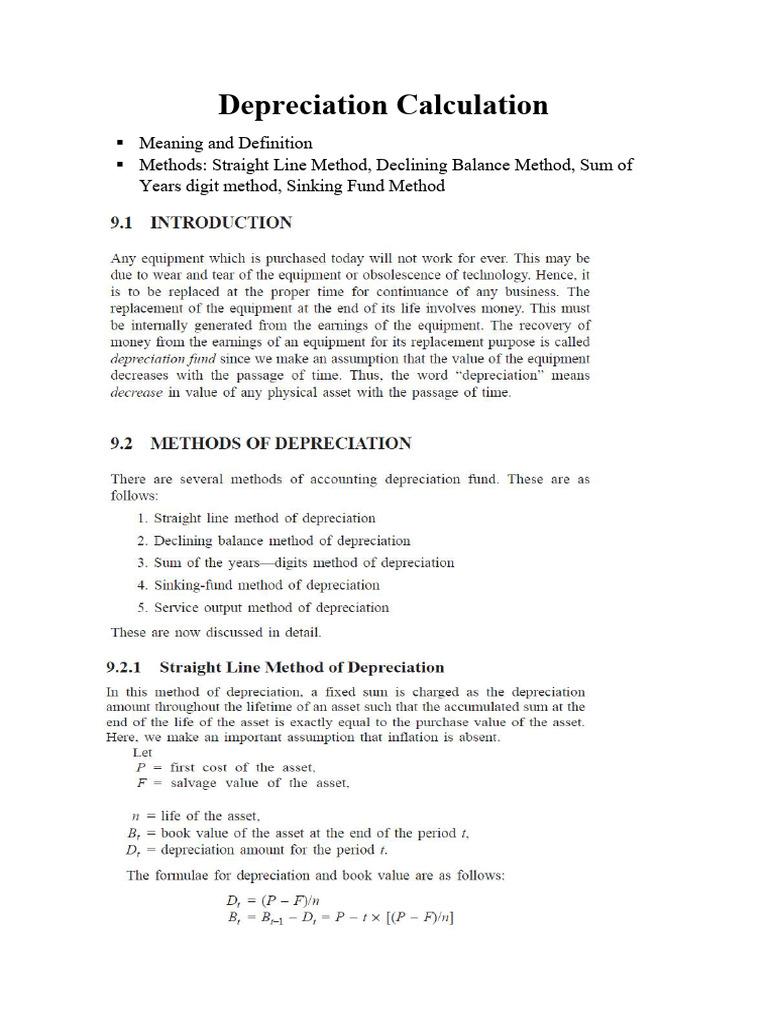 Depreciation Calculation | PDF