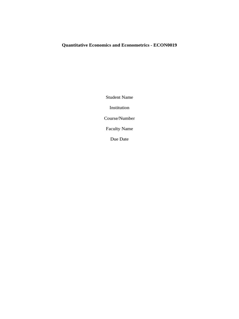 Econometrics Assignment | PDF | Linear Regression | Ordinary Least Squares