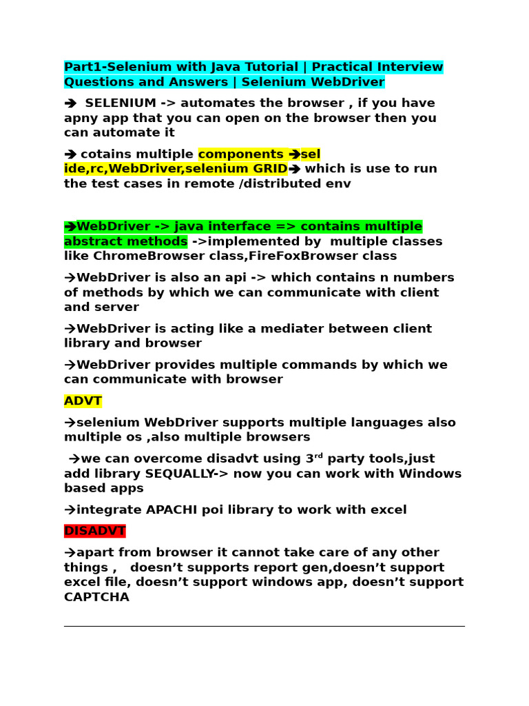Sdet Qa Tricky Int Selenium | PDF | Selenium (Software) | Computing