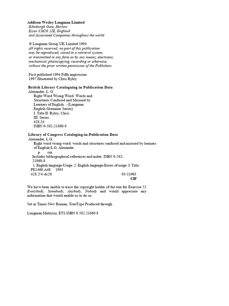 Right Word Wrong Word Alexander 3 | PDF