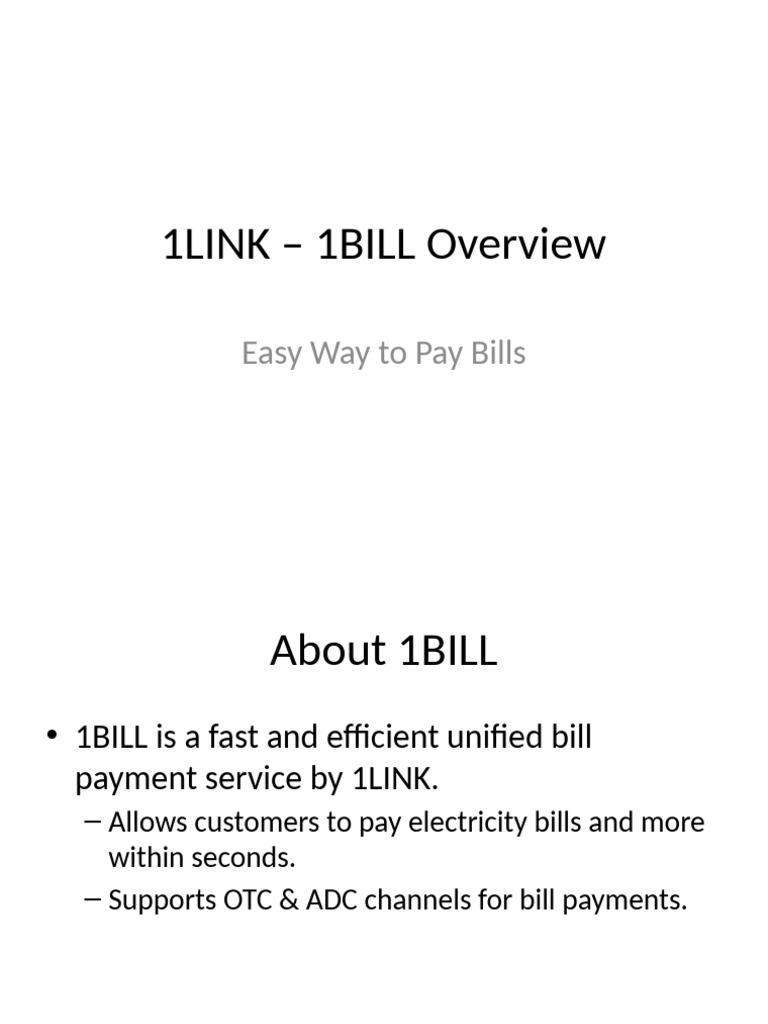 1LINK 1BILL Presentation | PDF