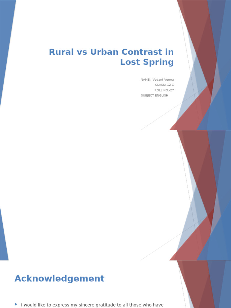 Rural Vs Urban Contrast in Lost Spring | PDF | Poverty | Poverty ...