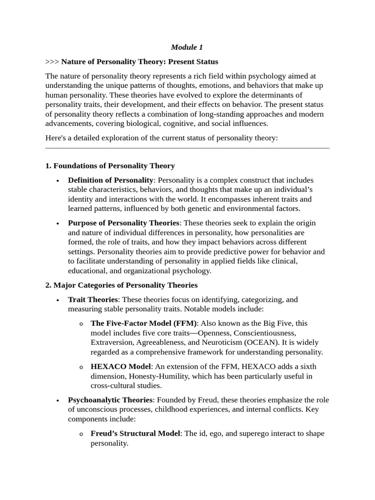 Personality | PDF | Personality Psychology | Nature Versus Nurture