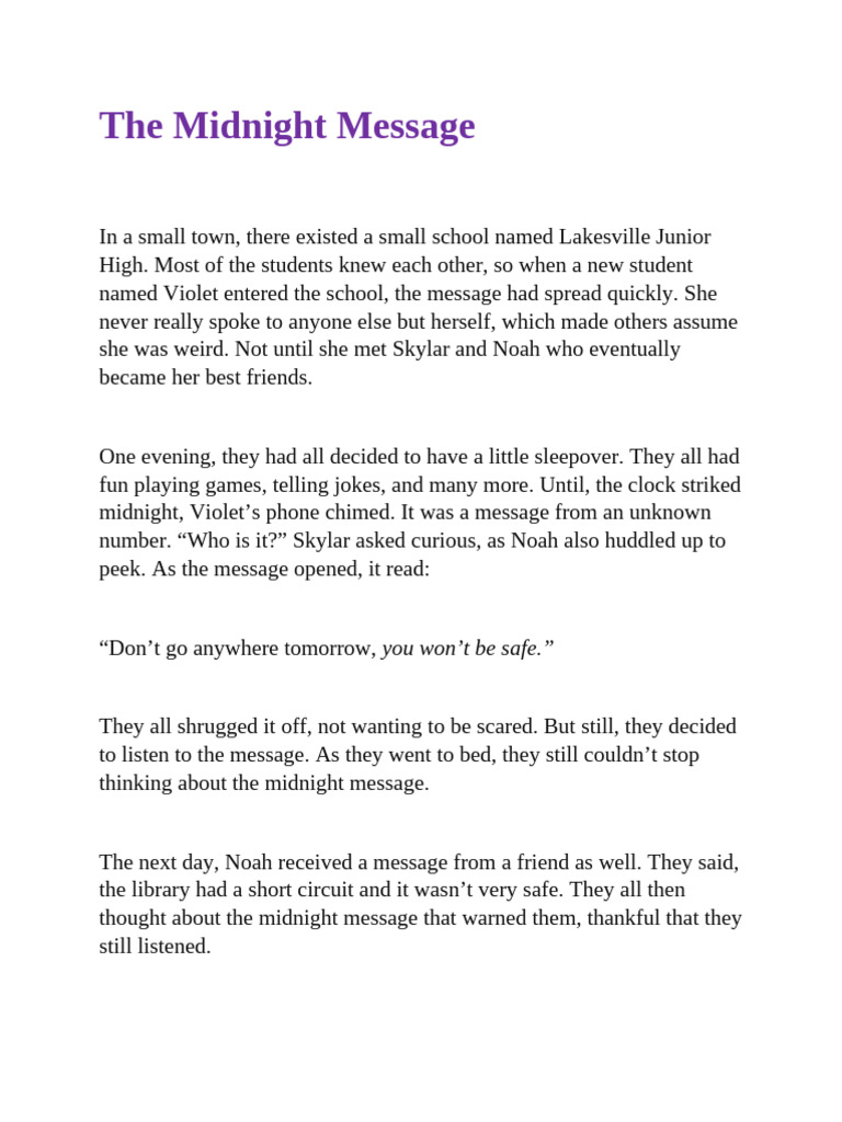 The Midnight Message Mystery | PDF