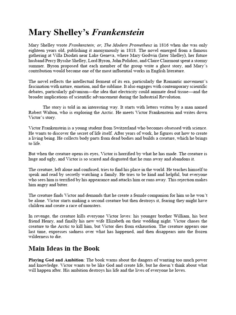 Analyzing Mary Shelley's Frankenstein | PDF | Frankenstein | Mary Shelley