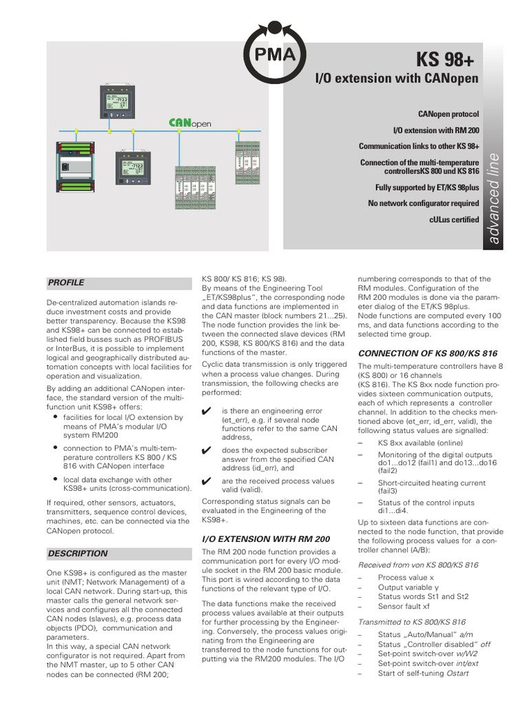 I/O Extension With Canopen: Profile | PDF | Input/Output | Computer ...