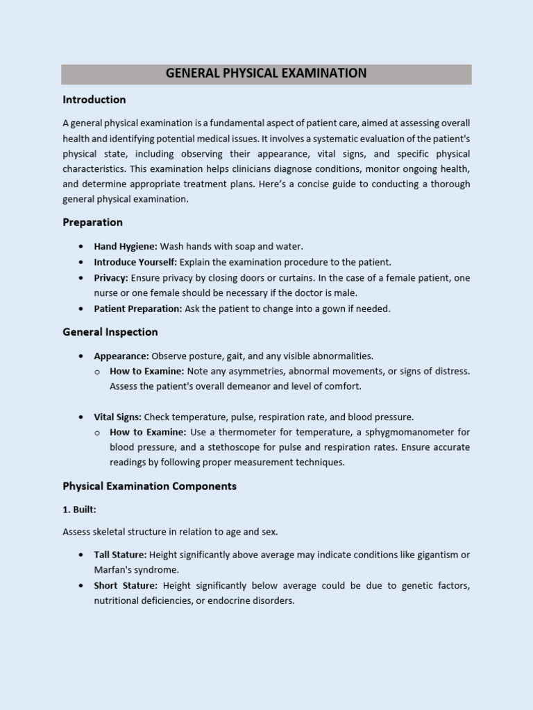 General Physical Examination.5e49a1f7e74ebd57cb27 | PDF | Edema ...