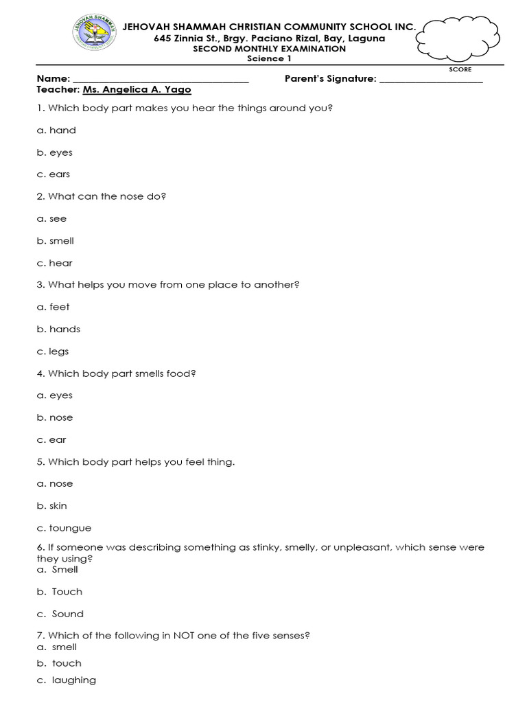 Second Monthly Exam for Grade 1 Students | PDF | Genesis Creation Narrative
