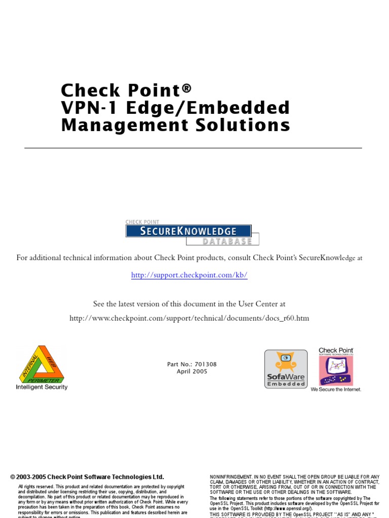 Checkpoint Ngx Vpn 1 Edge Embedded Management Pdf Computers