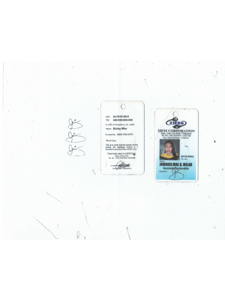 2 Jess Corporation - ID - Jamaica Mae Milar | PDF