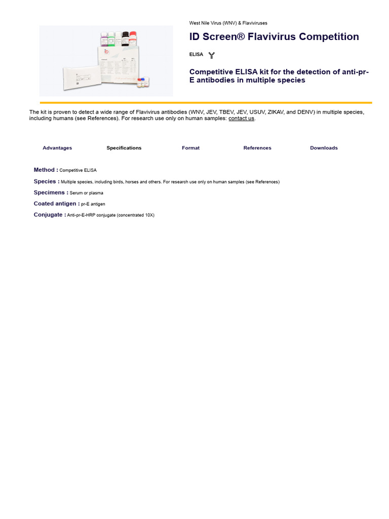 ID Screen® Flavivirus Competition: Competitive ELISA Kit For The ...