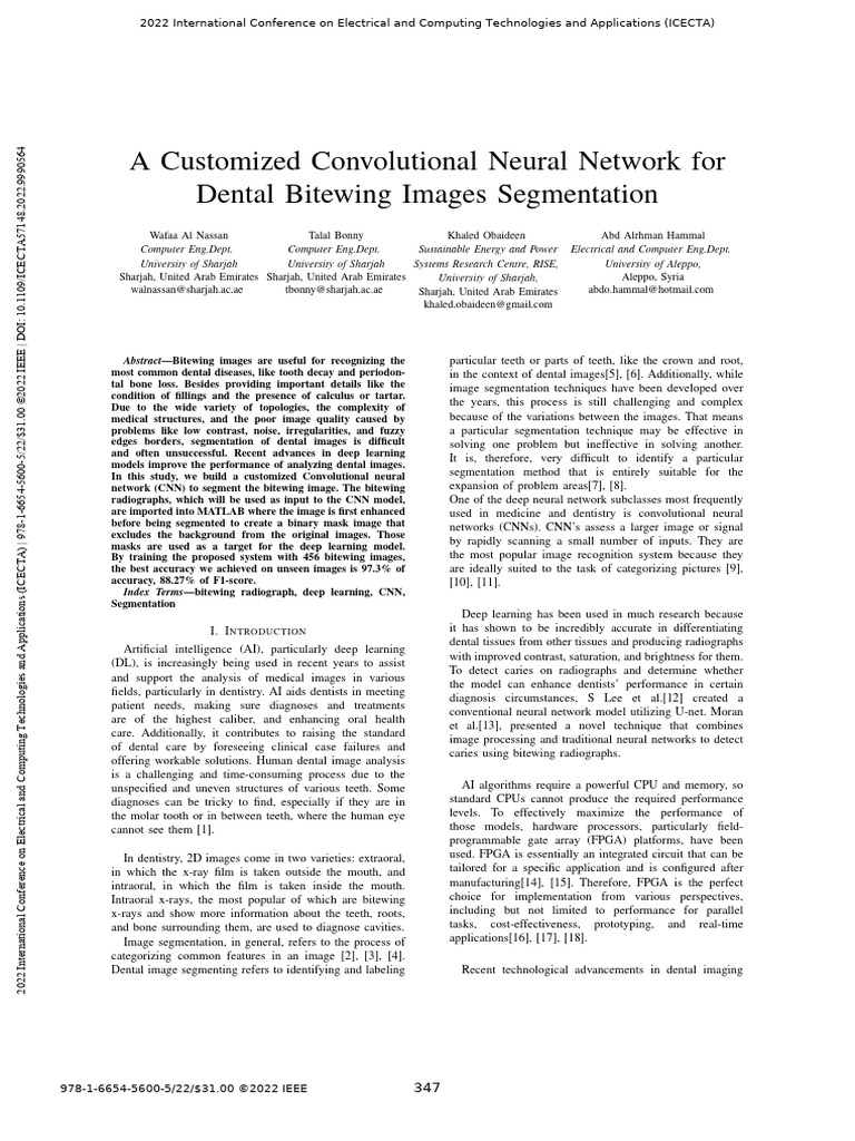 A Customized Convolutional Neural Network For Dental Bitewing Images ...