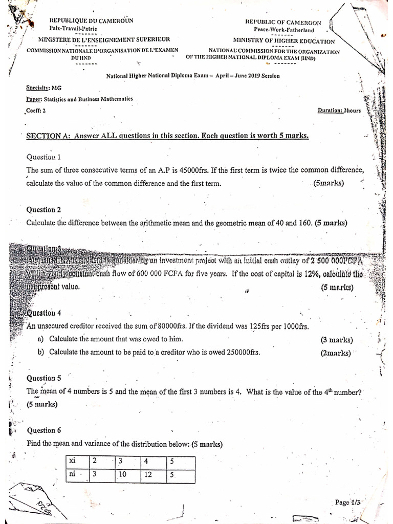 Quantitative Techniques HND Pass Questions | PDF