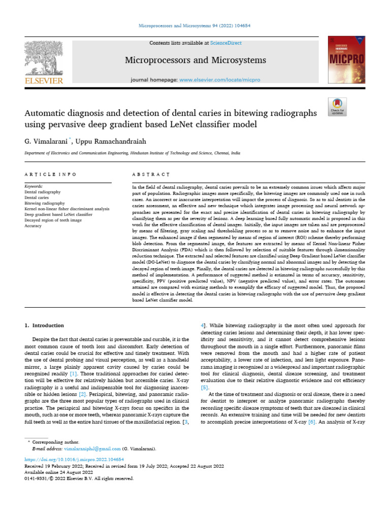 Automatic Diagnosis and Detection of Dental Caries in Bitewing ...