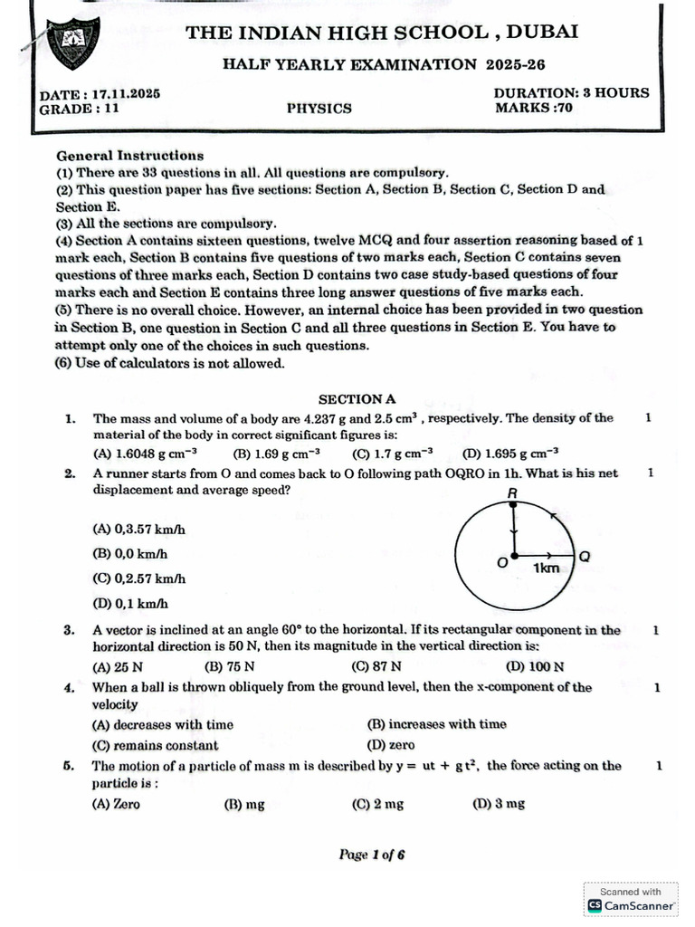 IHS GR 11 Half Phy | PDF