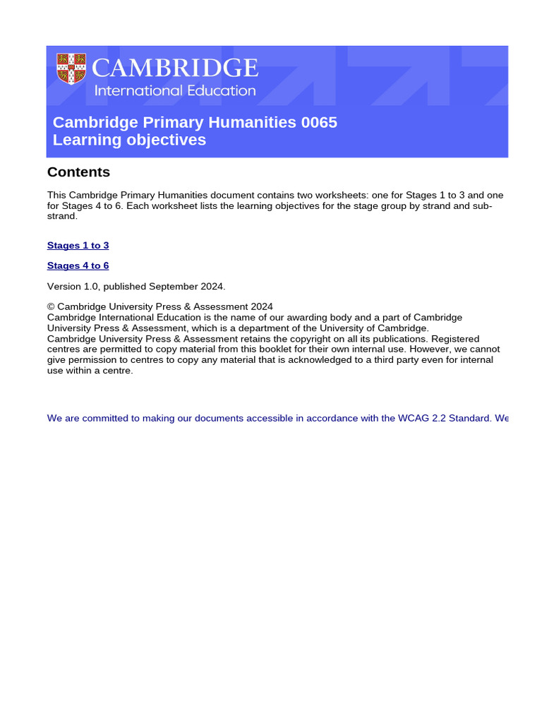 Cambridge Primary Humanities Worksheets | PDF