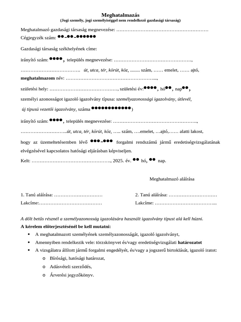 Meghatalmazás, Eredet, Jogi Személy | PDF