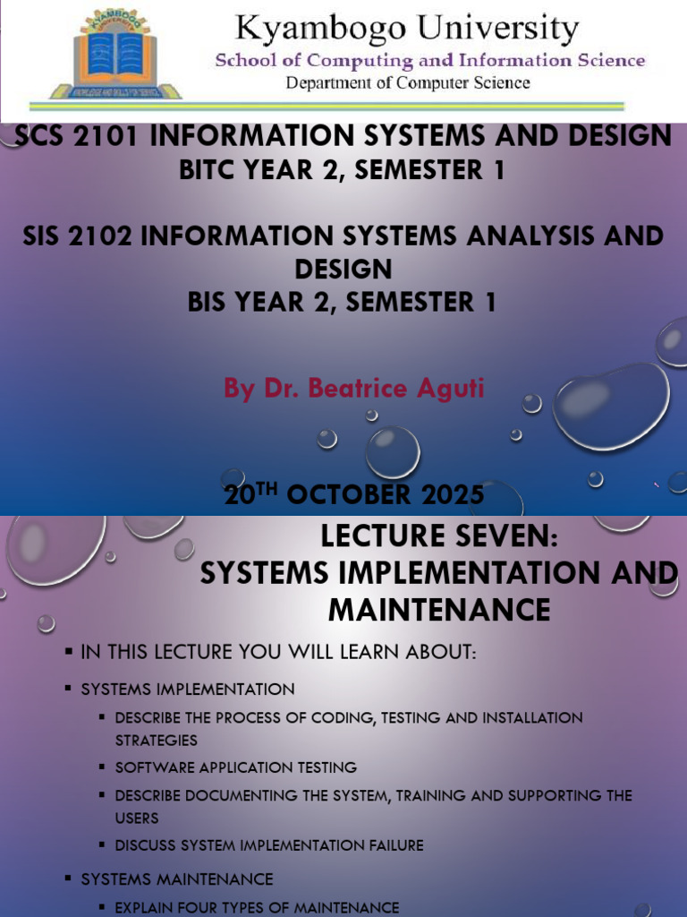 Lecture Seven Systems Implementation And Maintenance Pdf Computer